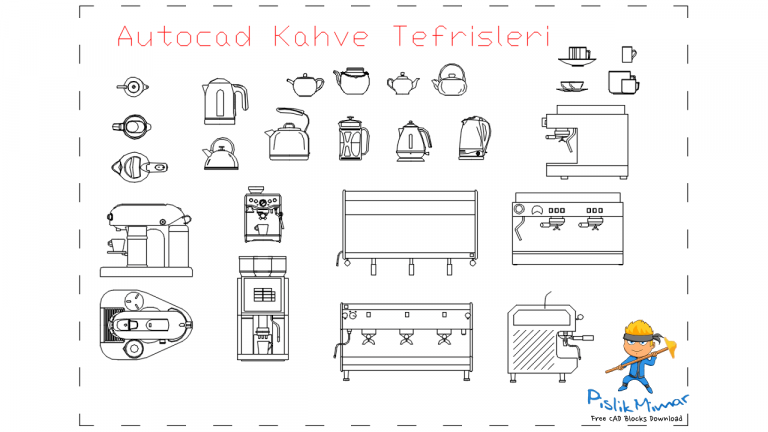 AutoCAD - Kahve Makinesi, Fincan (DWG) | Pislik Mimar