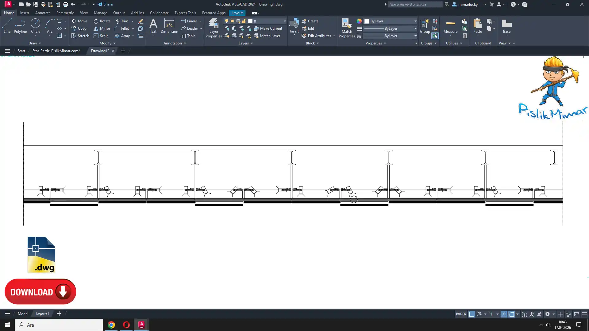 ⏬ Ahşap Asma Tavan - DWG (AutoCAD Wooden Suspended Ceiling) | Pislik Mimar